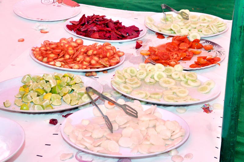 Buffet Line in the Party -Fruit,Food and Seafood Stock Image - Image of ...