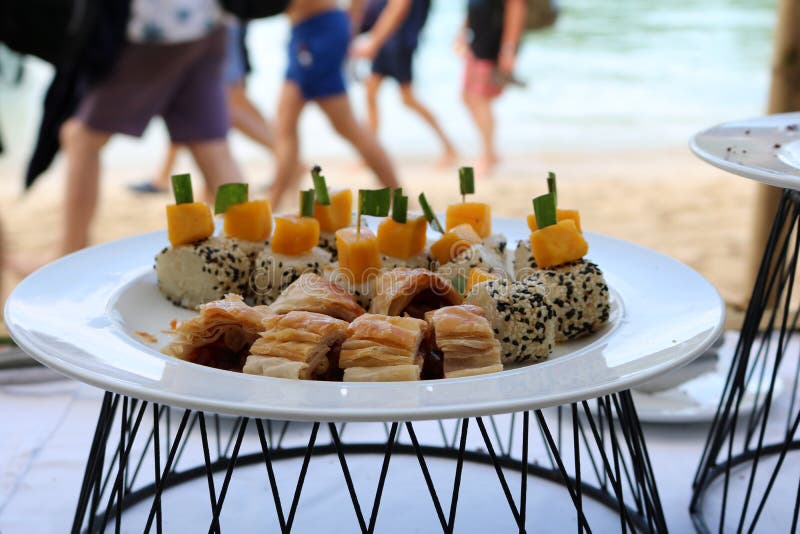 Buffet Lunch Set on the Beach. Stock Photo - Image of meal, lunch: 79412898