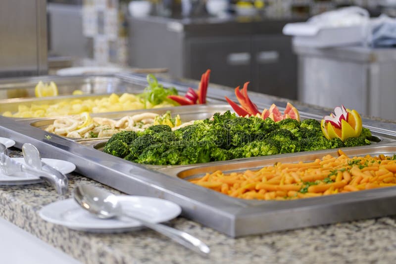 Buffet with main dishes 7 stock image. Image of appetizer - 134589121