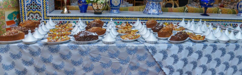 Buffet Moroccan Pastries Cake and Biscuits. Stock Image - Image of ...