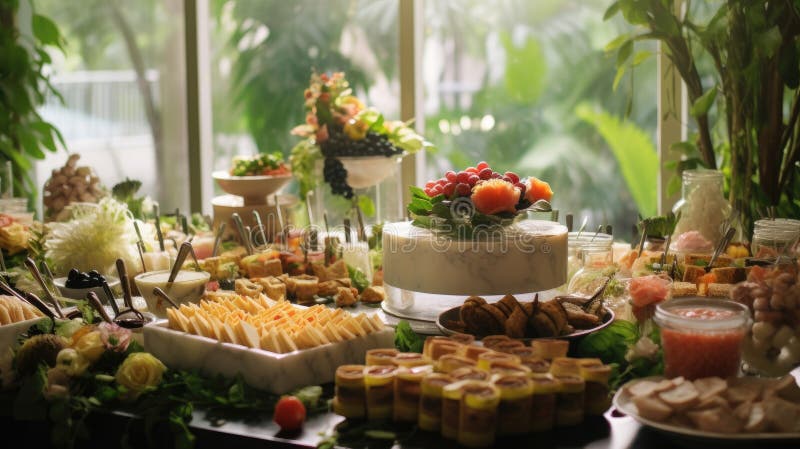 Buffet Party, Catering Wedding Buffet Food Table. Generative Ai Stock ...