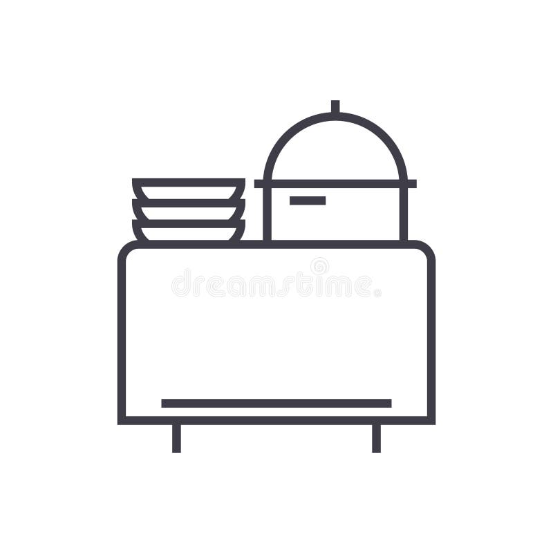 Buffet in Restaurant Line Icon Concept. Buffet in Restaurant Flat ...