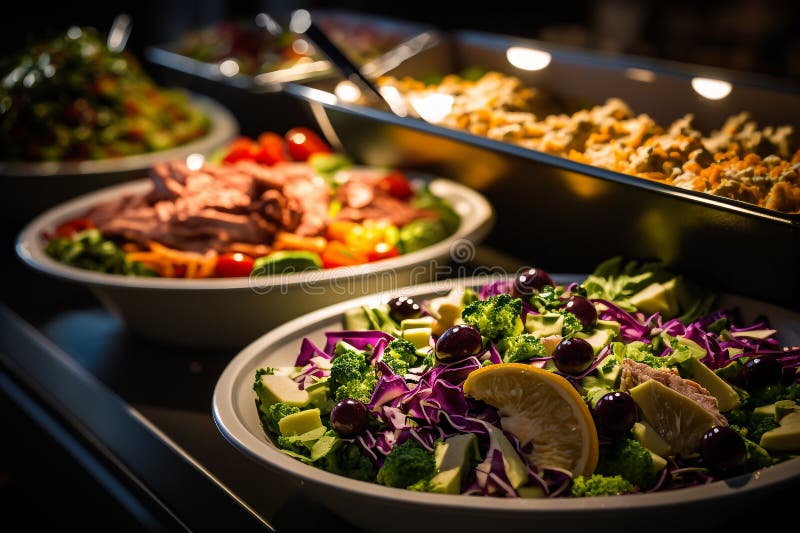 Buffet Selection of Salads Generative AI Stock Illustration ...