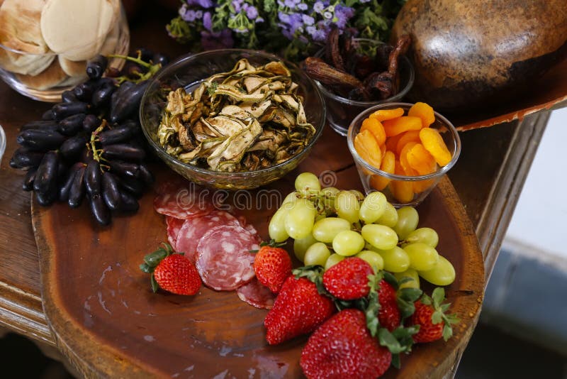 Table with Snacks - Party Buffet with Various Savory Foods Stock Image ...