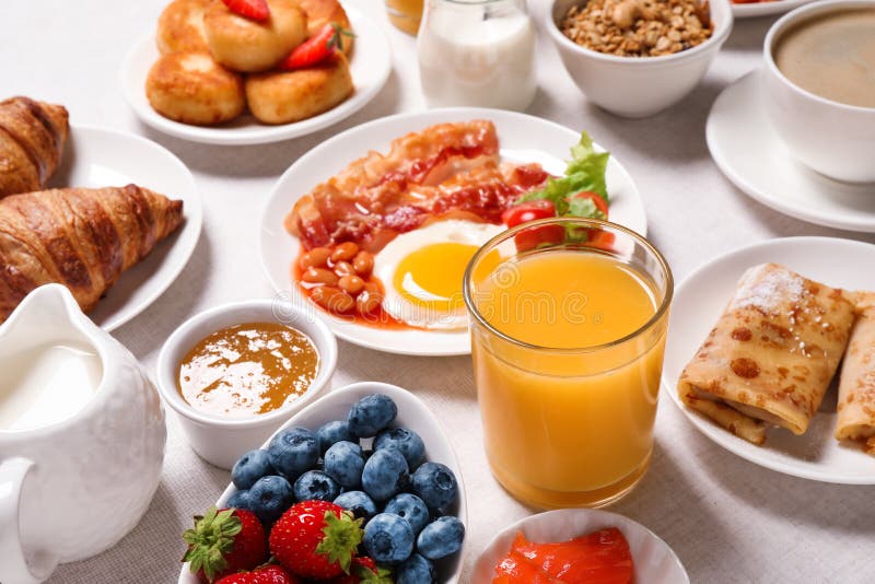 Buffet Service. Tasty Breakfast Served on Table Stock Photo - Image of ...