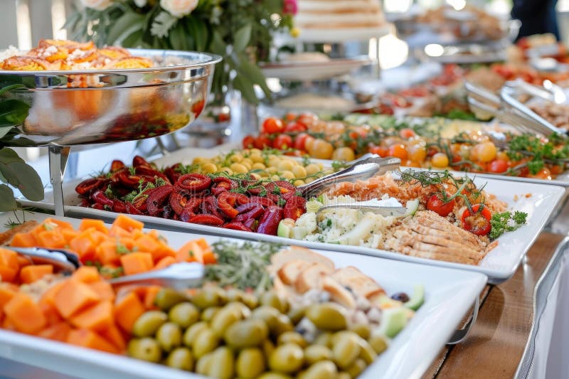 Buffet Spread with Assorted Dishes Stock Image - Image of olives, fresh ...
