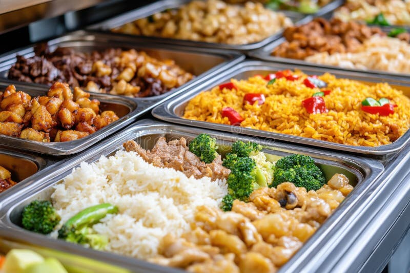 Buffet Style Cuisine Display Stock Illustration - Illustration of ...