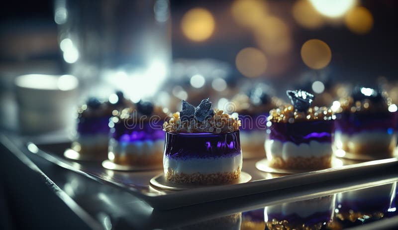 Buffet with Sweets Purple Cakes and Pastries .Generative AI Stock ...