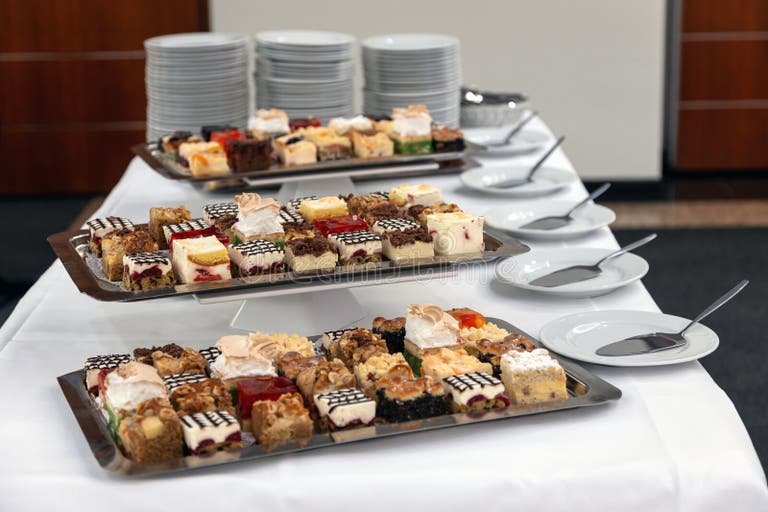 Buffet Table with Assorted Mini Cakes. Elegant Dessert Buffet Setup ...
