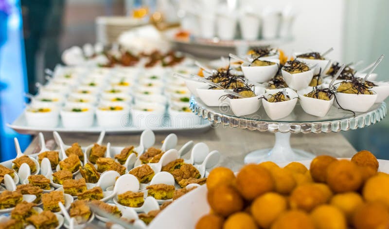 A Buffet Table with Different Type of Food Servings Stock Photo - Image ...