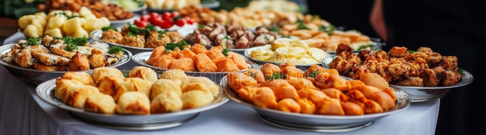 A Buffet Table Features an Assortment of Tasty Dishes Stock Photo ...