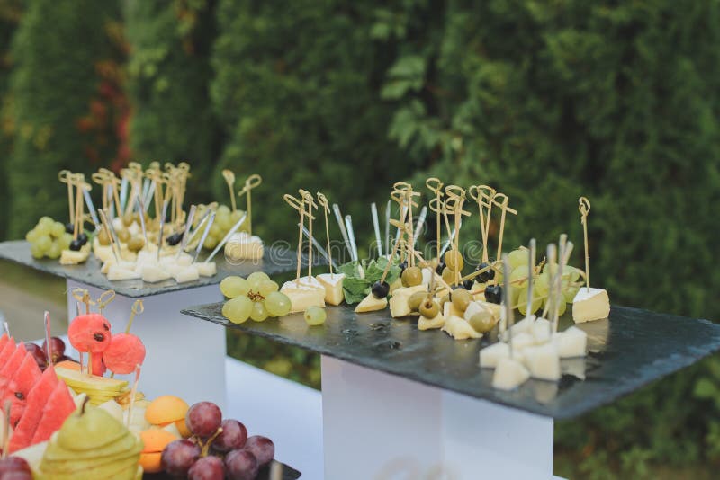 Buffet Table at the Festival. Appetizers for an Aperitif at a Wedding ...