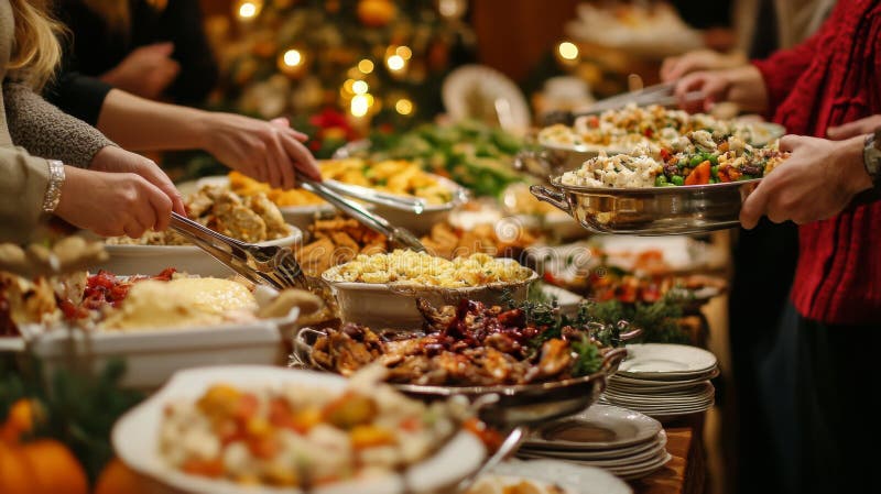 A Buffet Table Filled with Delicious Dishes at a Festive Gathering ...
