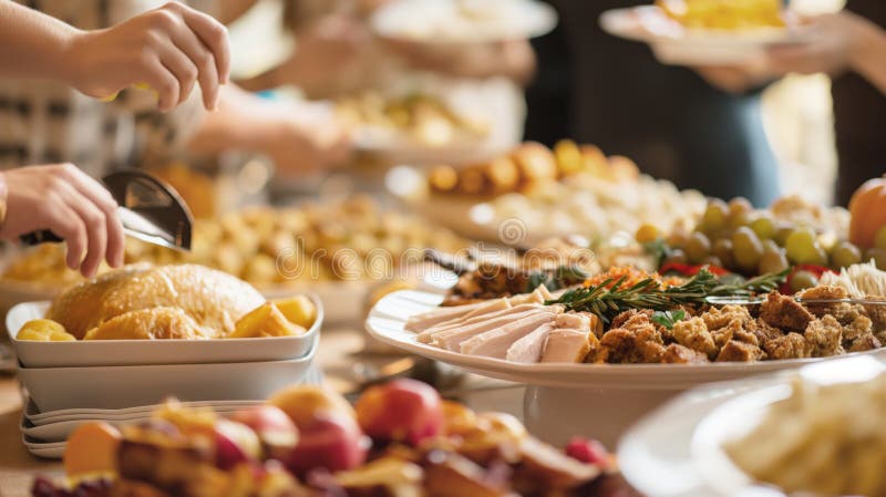 Gourmet Dishes Elegantly Arranged on a Buffet Table, Offering a Variety ...