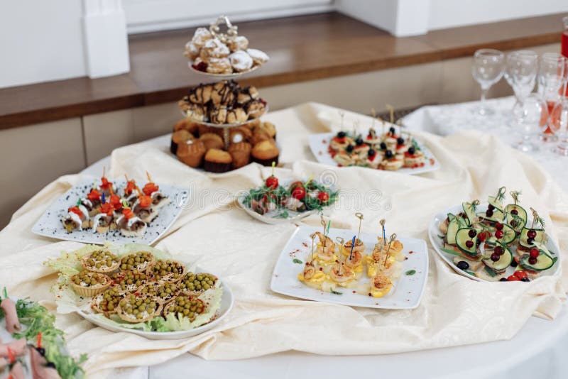 Buffet Table for a Holiday or Corporate Event. a Large Assortment of ...