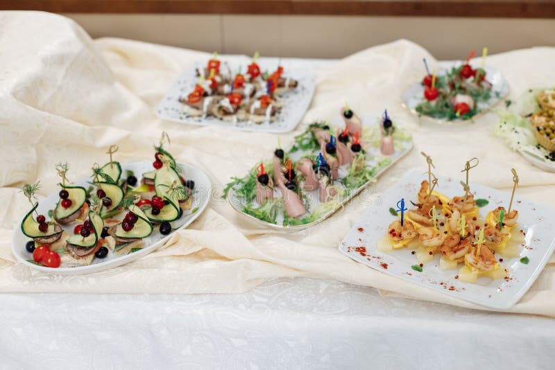 Buffet Table for a Holiday or Corporate Event. a Large Assortment of ...