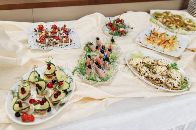 Buffet Table for a Holiday or Corporate Event. a Large Assortment of ...