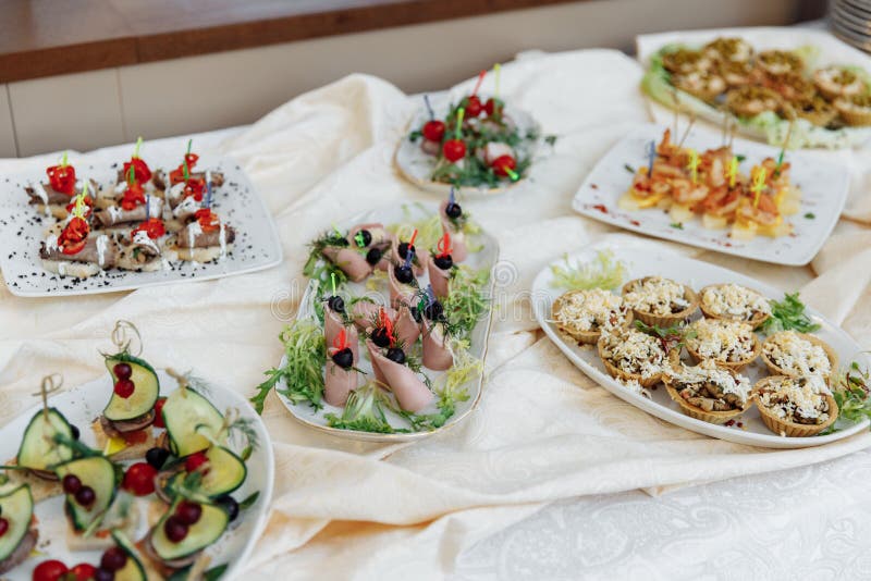 Buffet Table for a Holiday or Corporate Event. a Large Assortment of ...