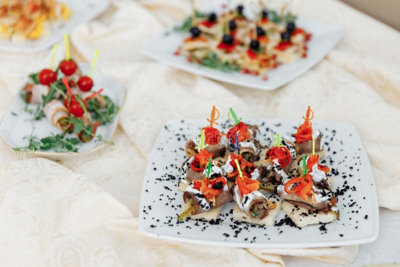 Buffet Table for a Holiday or Corporate Event. a Large Assortment of ...