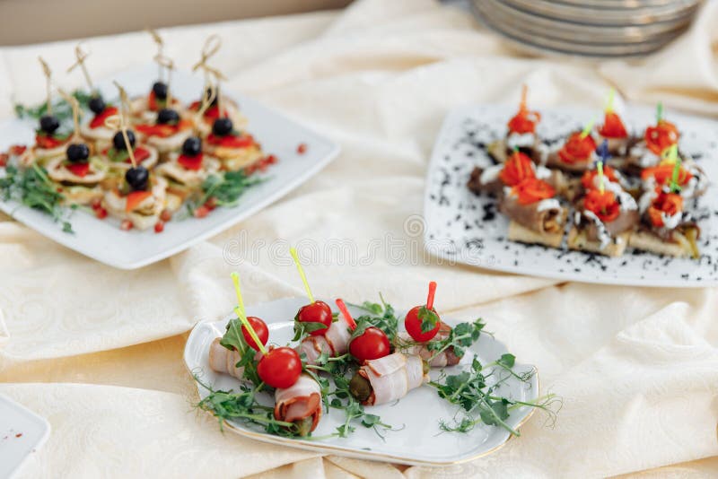 Buffet Table for a Holiday or Corporate Event. a Large Assortment of ...