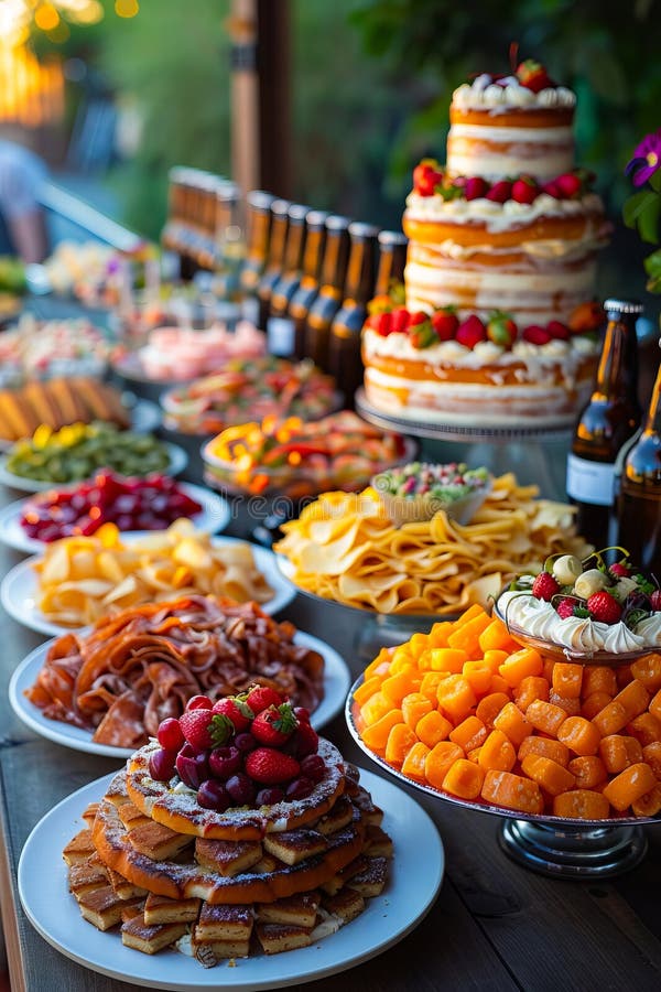 A Buffet Table with Many Different Types of Food Stock Image - Image of ...