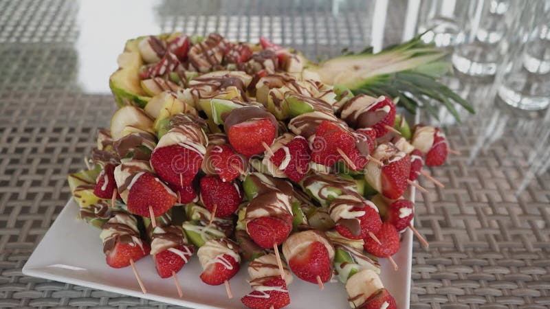 Buffet Table with Sweets for Guests at the Holiday Stock Footage ...