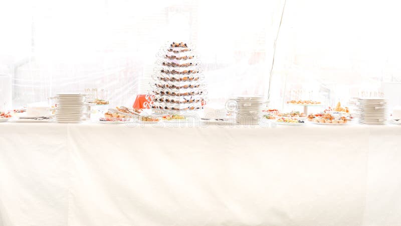 Buffet Table with a Variety of Dishes in the Restaurant Stock Photo ...