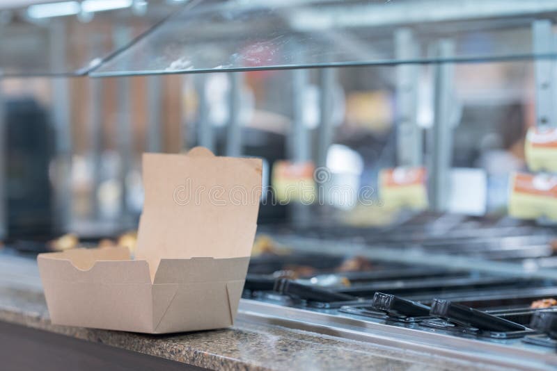 Buffet To Go Container Open on the Counter Stock Image - Image of ...