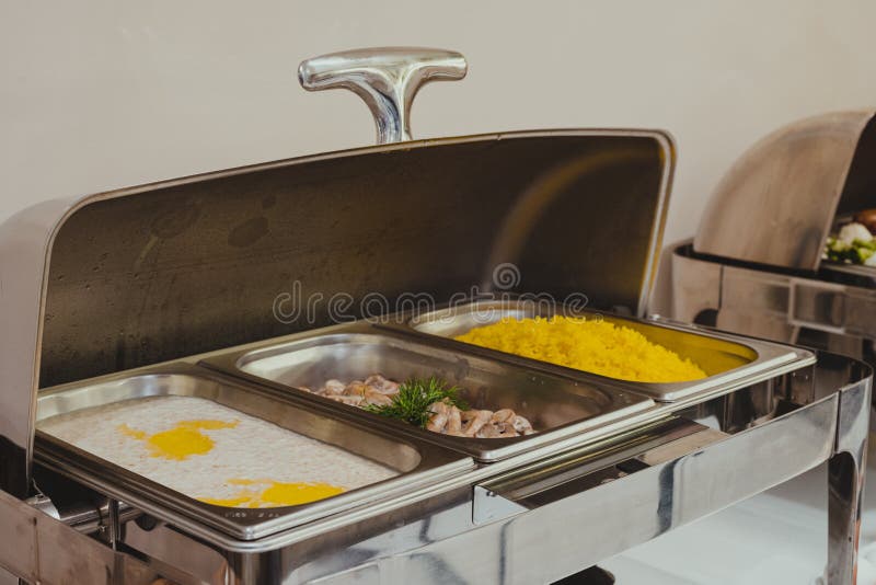 Buffet Trays with a Various Breakfast Hotel Meals Stock Photo - Image ...