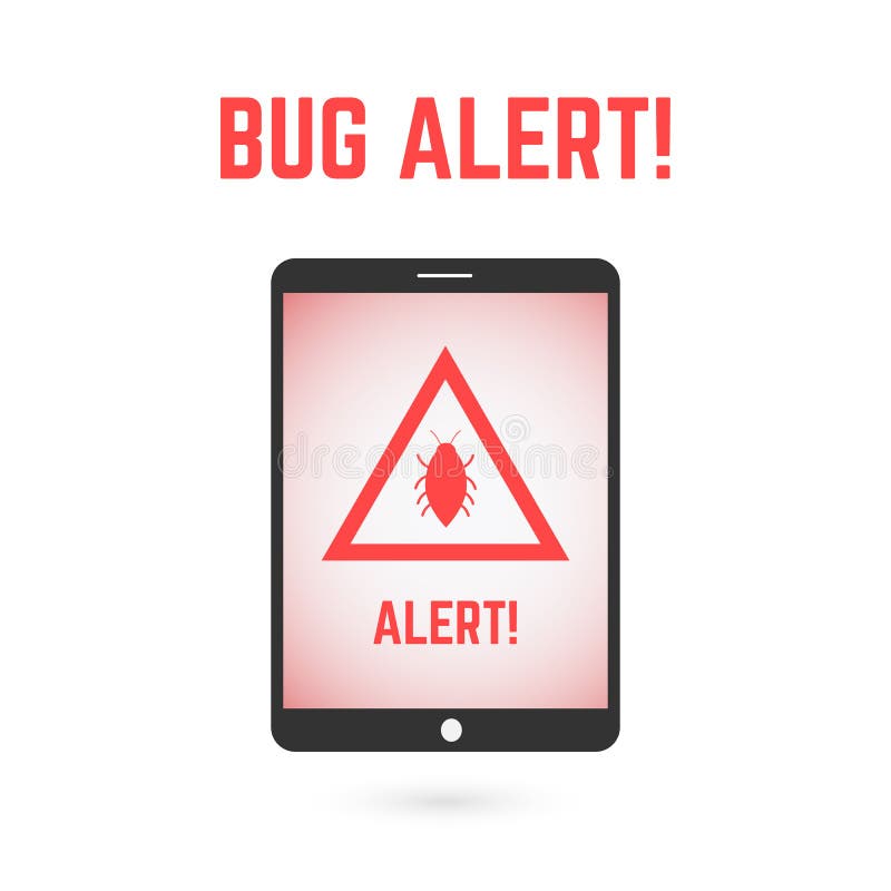 Bug Alert on the Tablet Screen. Stock Vector - Illustration of phone ...