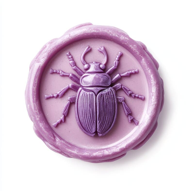 A Bug Animal on a Seal Wax Stamp, Displayed with Accessories on a White ...