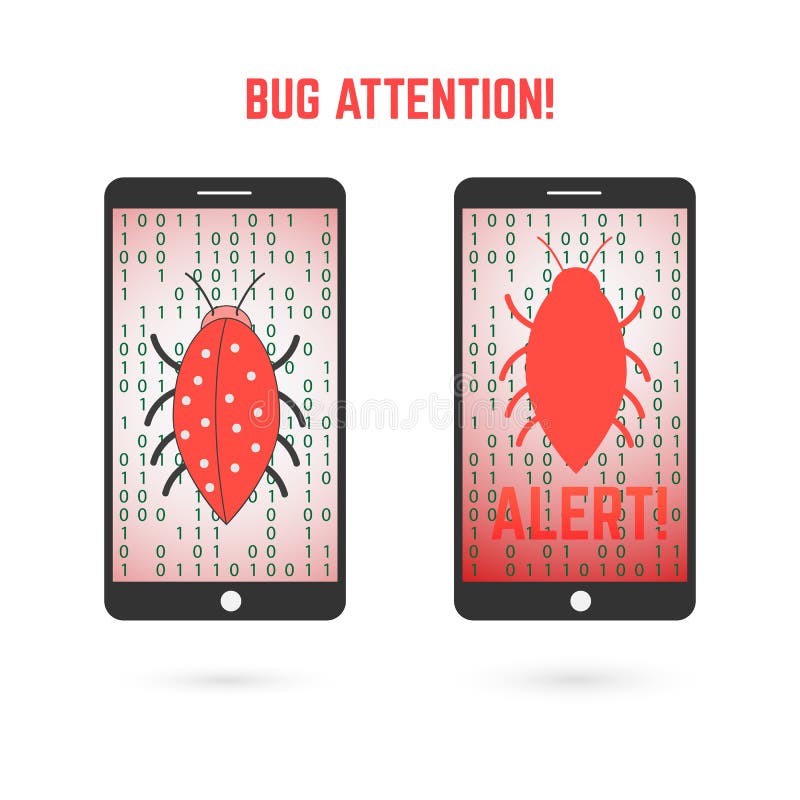Bug Attention Illustation for Testing Design Stock Vector ...