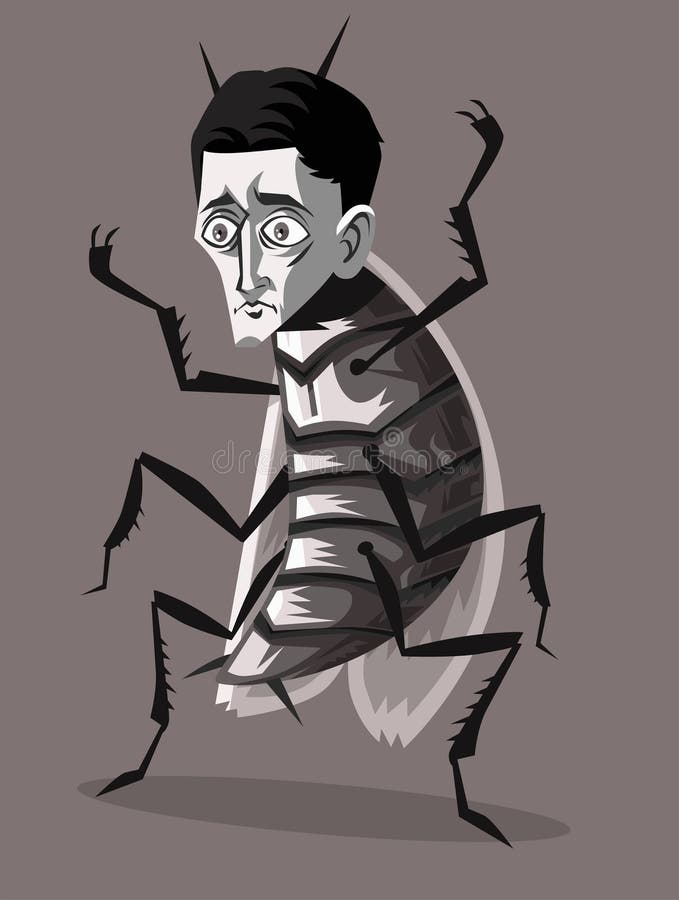 Bug Beetle with Sad Depressed Man Head Stock Vector - Illustration of ...