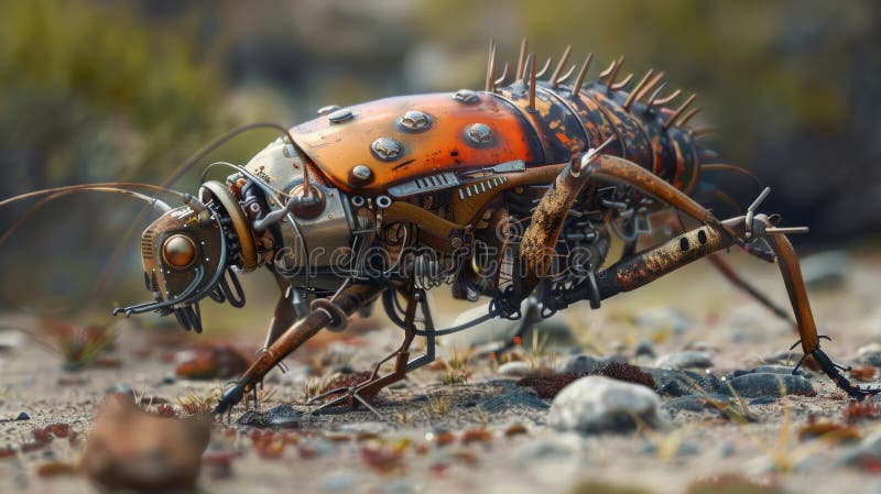 A Bug with a Bunch of Gears and Spikes on it, AI Stock Image - Image of ...
