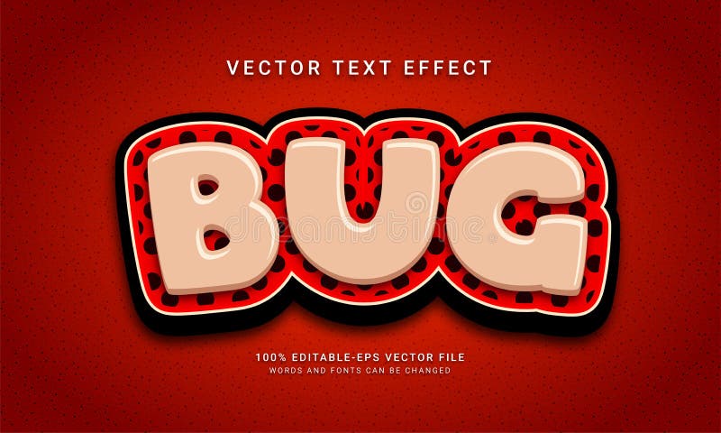 Bug Editable Text Effect Themed Insect Stock Vector - Illustration of ...