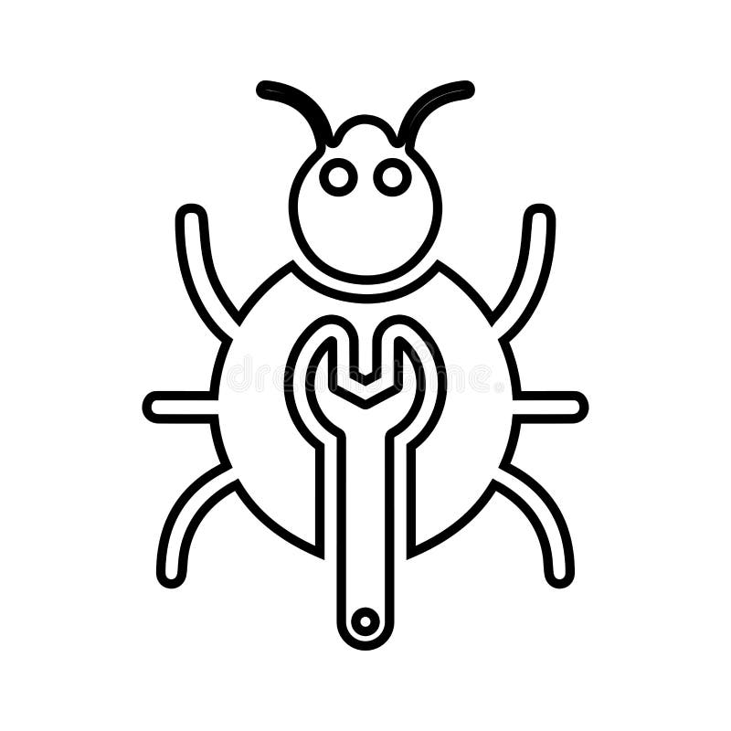 Bug, Fix Outline Icon. Line Art Vector Stock Vector - Illustration of ...