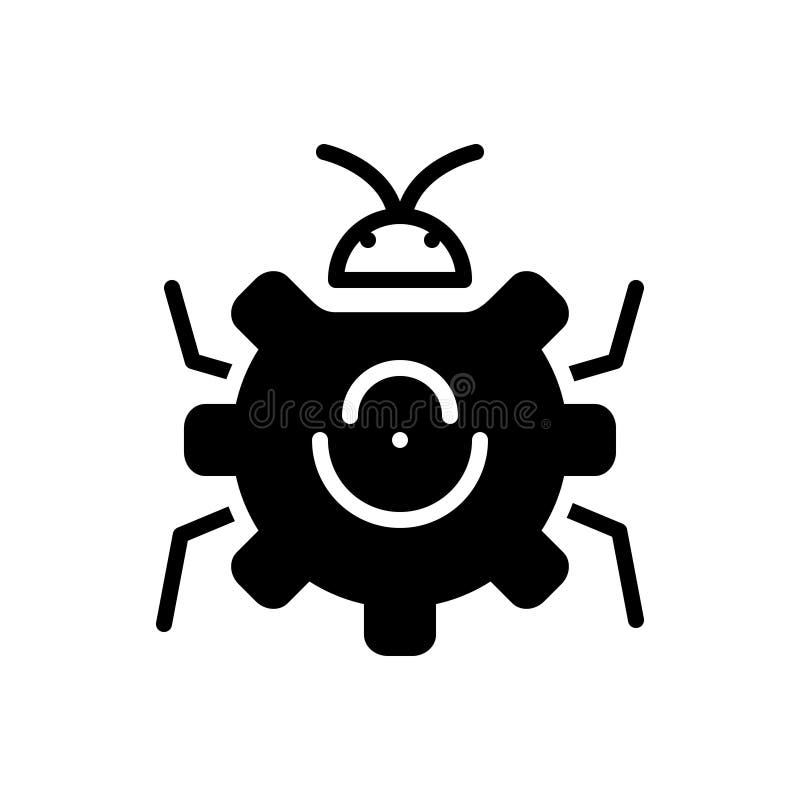 Black Solid Icon for Bug Fixing, Technology and Virus Stock Vector ...