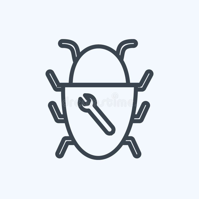Bug Fixing Icon in Trendy Line Style Isolated on Soft Blue Background ...