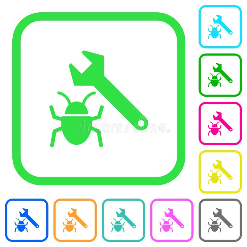 Bug Fixing Vivid Colored Flat Icons Icons Stock Vector - Illustration ...