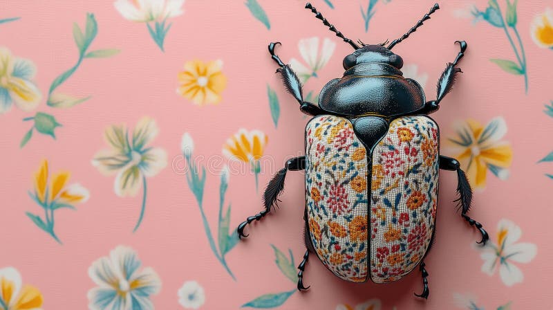 Bug with Flower Pattern on Its Back. this Unique Design Captures Nature ...