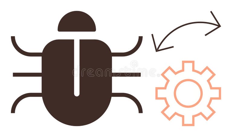 Bug and Gear Showing Debugging Process or System Optimization Workflow ...