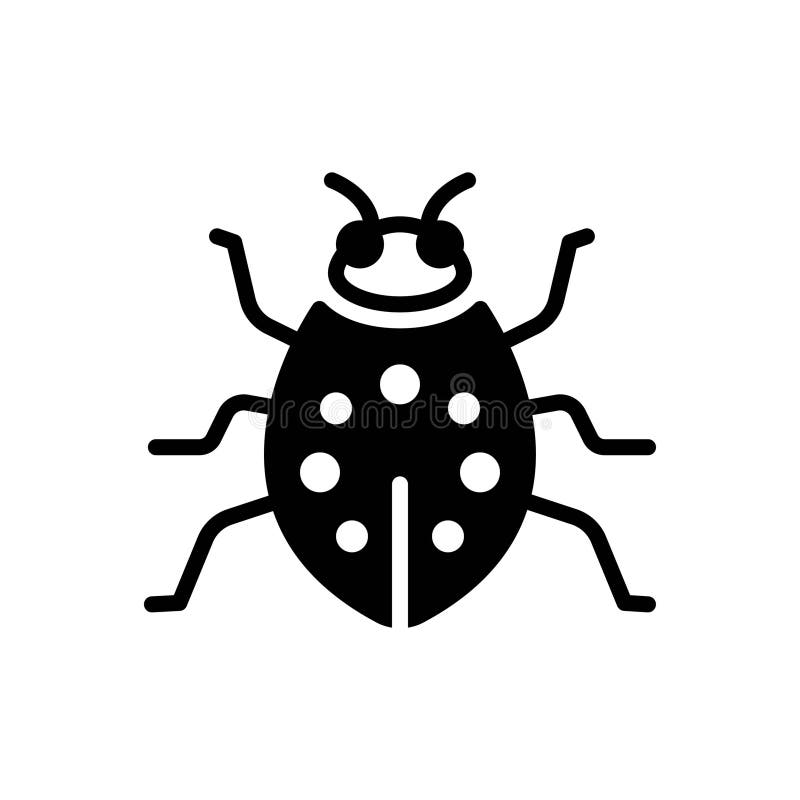 Black Solid Icon for Bug, Beetle and Ladybug Stock Illustration ...