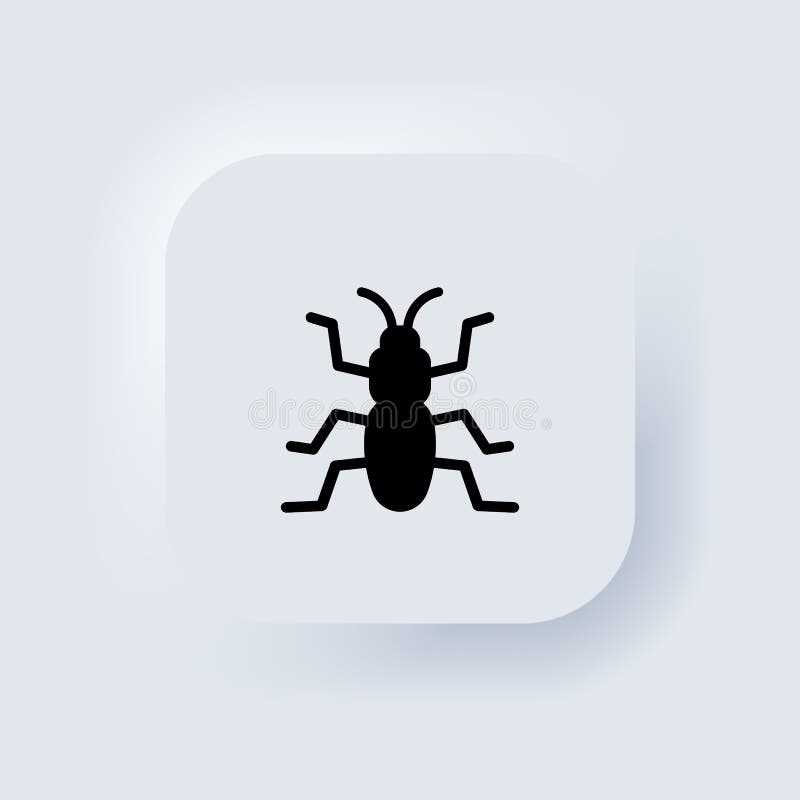 Bug Icon in Black. Insect. Parasite, Ant, Cockroach. Neumorphic UI UX ...