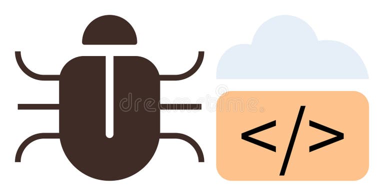 Coding Bug and Cloud-based Development Concept with Simple Flat-style Elements Stock Vector ...