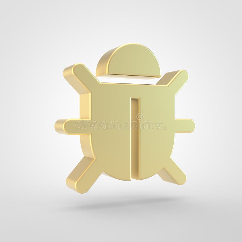 Golden Bug Icon Isolated on White Background. Stock Illustration ...