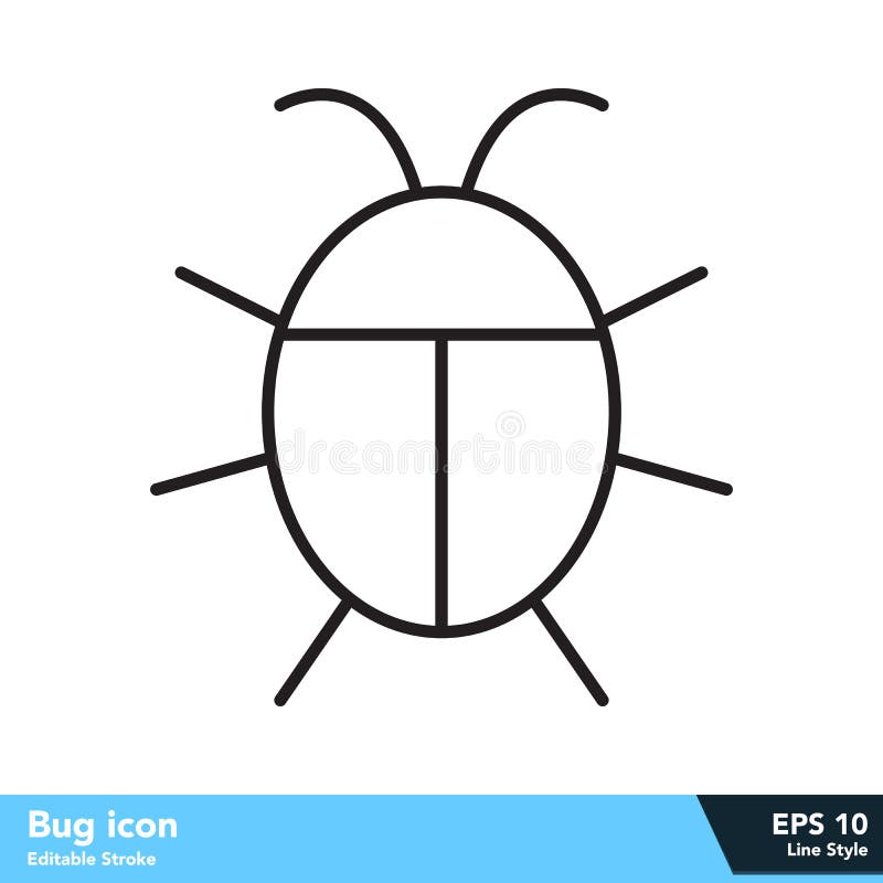Bug Icon in Line Style, with Editable Stroke Eps 10 Stock Illustration ...