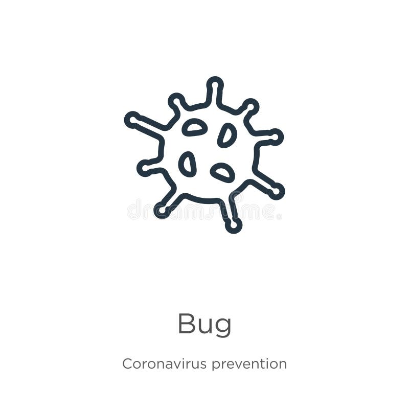 Bug Icon. Thin Linear Bug Outline Icon Isolated on White Background ...