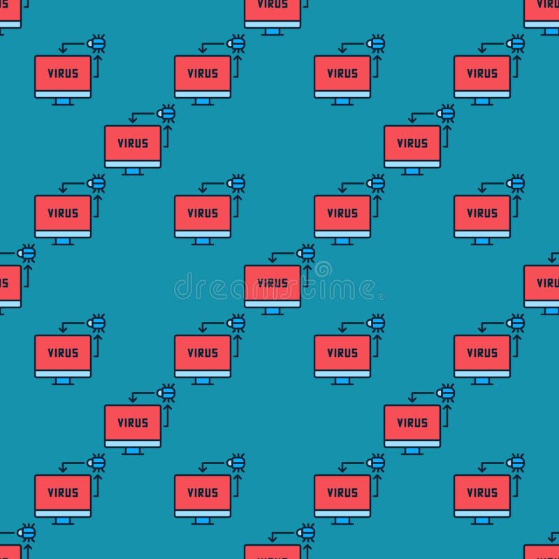 Bug Inside Computer Vector PC Viruses Colored Seamless Pattern Stock ...