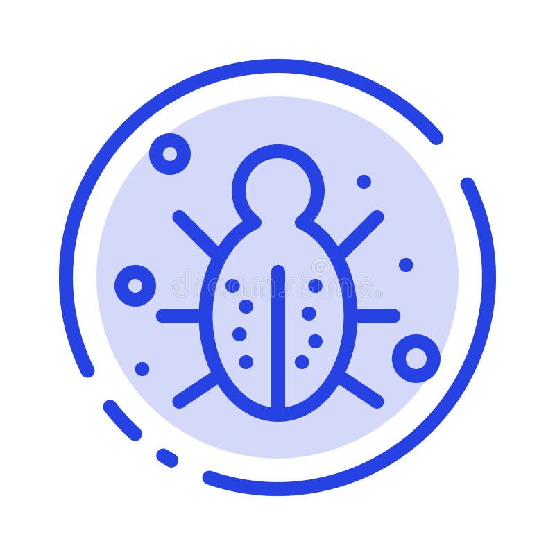 Bug, Internet, Network, Protection, Security Blue Dotted Line Line Icon ...