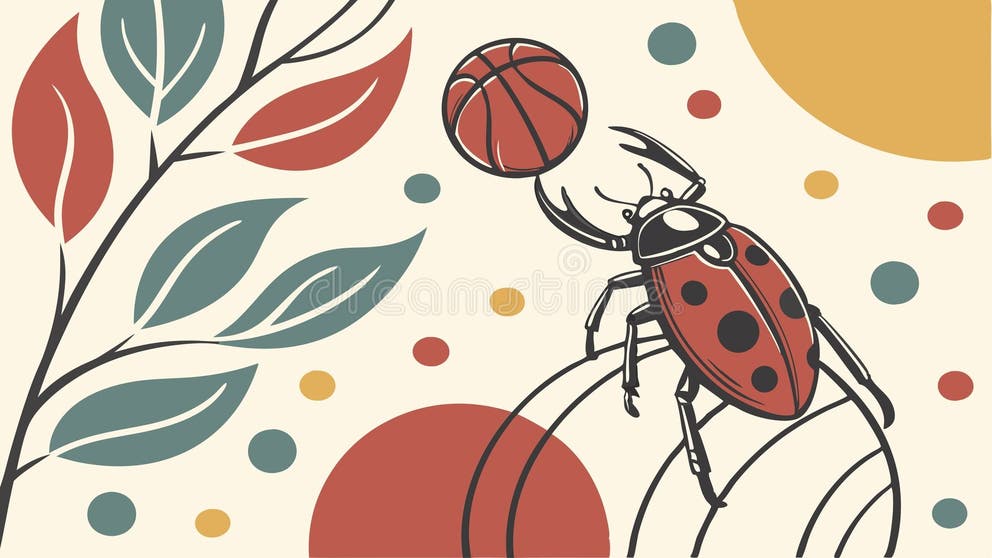 Bug on Leaf with Abstract Dots, Insect Nature Vector Graphic, Vector ...